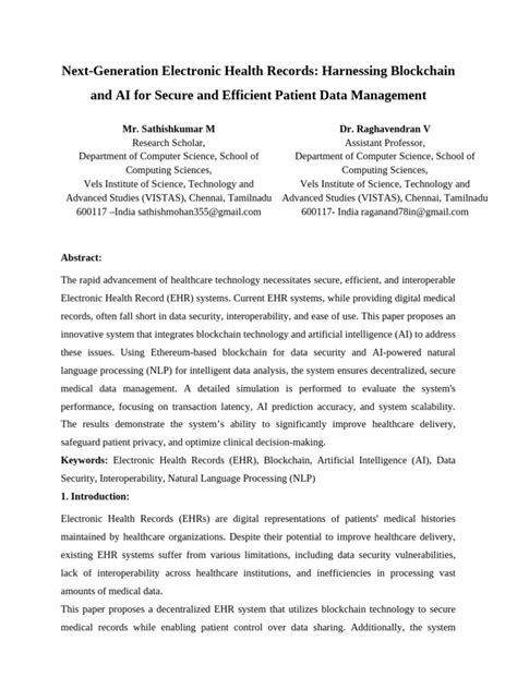 Next Generation Electronic Health Records Harnessing Blockchain And Ai For Secure And