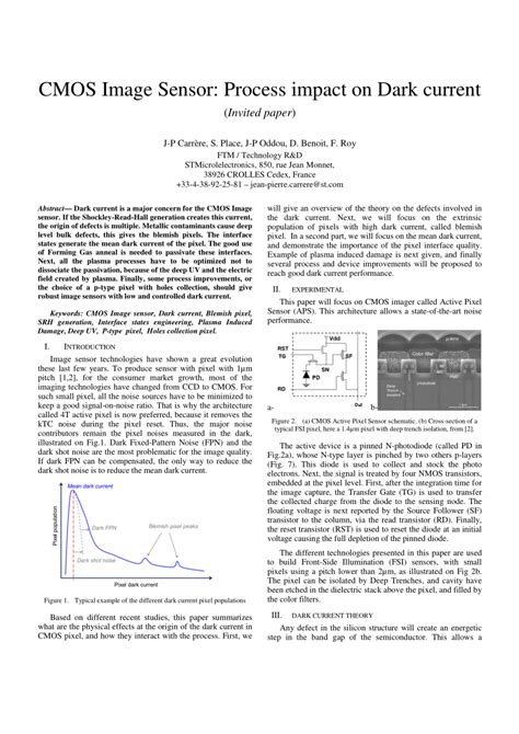 Pdf Cmos Image Sensor Process Impact On Dark Current