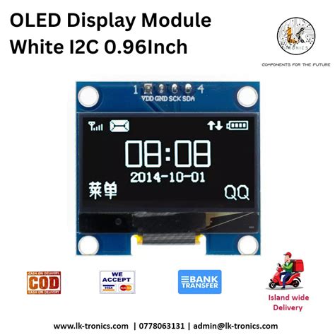 Oled Display Module White I2c 096inch Lk Tronics