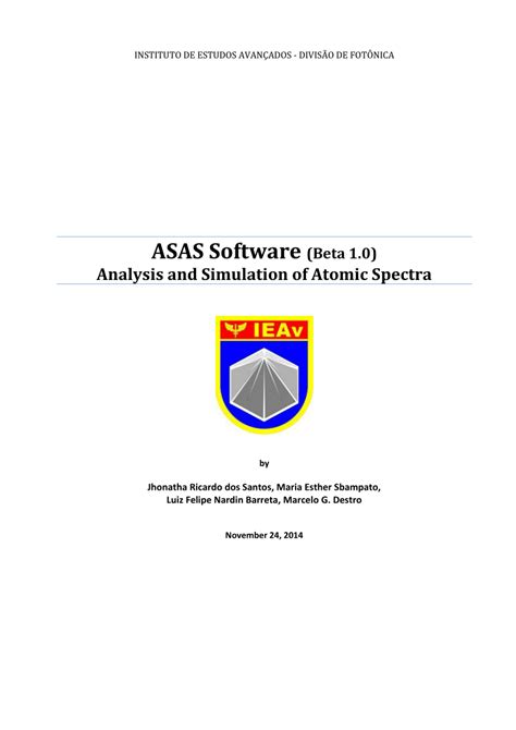 Pdf Analysis And Simulation Of Atomic Spectra Asas Software Beta 10 Avaliable In