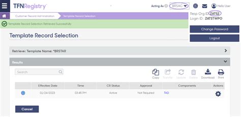 Tfnregistry Ui What Happens When The Acting As And Templates Resp Org