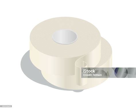 흰색 배경에서 격리된 등색 벡터 일러스트 마스킹 테이프 롤 평면 만화 스타일의 현실적인 절연 덕트 테이프 롤 아이콘 포장 수리