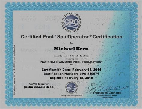 Certified Pool Operator Cpo Mike Kern Of Massachusetts