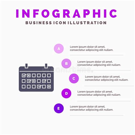 Calendar Date Month Year Time Solid Icon Infographics 5 Steps
