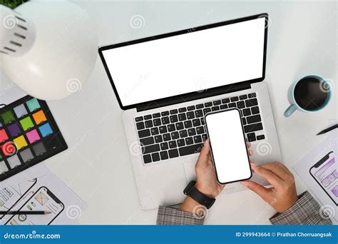 From Above View Of Female Designer Working On Development Project For