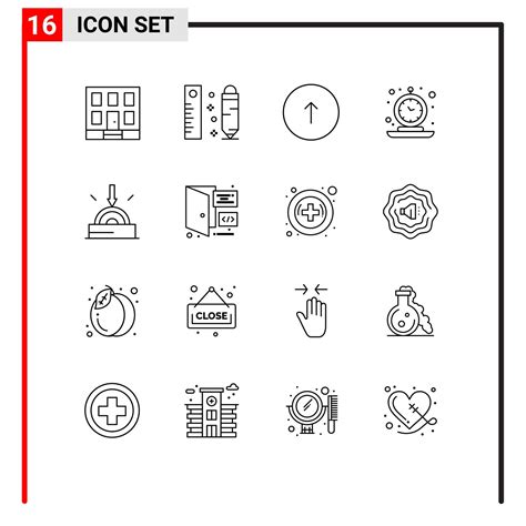 16 Universal Outline Signs Symbols Of Time Old Arrow Clock Web Editable Vector Design Elements