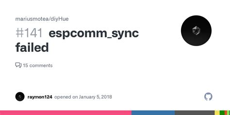 Espcomm Sync Failed Issue Mariusmotea DiyHue GitHub
