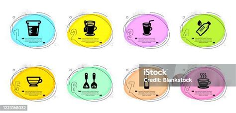 요리 칼 요리 비커 및 물 병 아이콘 세트 커피 컵 칵테일 및 차 표지판 벡터 가방에 대한 스톡 벡터 아트 및 기타 이미지