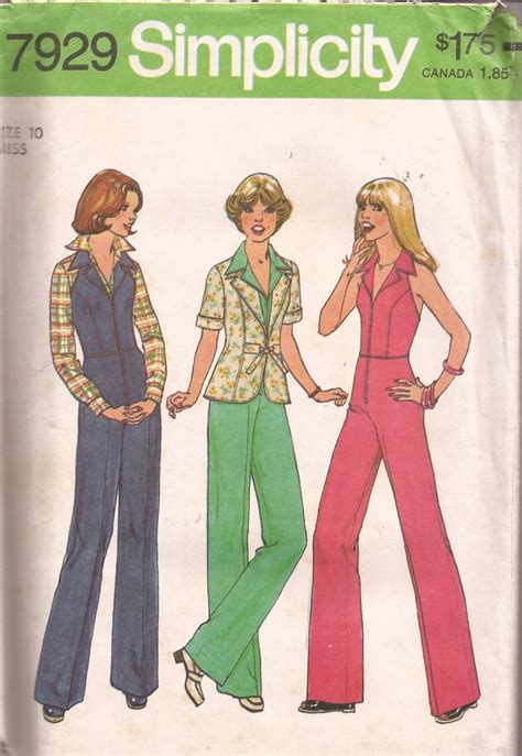 Simplicity 7929 1977 Vintage Halter Jumpsuit Jacket Pattern Size 10 Uncut