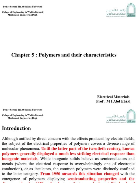 Chapter 5 Polymers And Their Characteristics Pdf Polymers Molecules