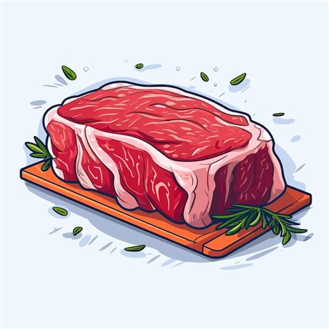 Premium Vector A Drawing Of A Steak With A Piece Of Meat On It