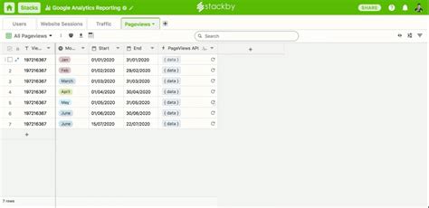 automatically pull data in tables via api connectors stackby