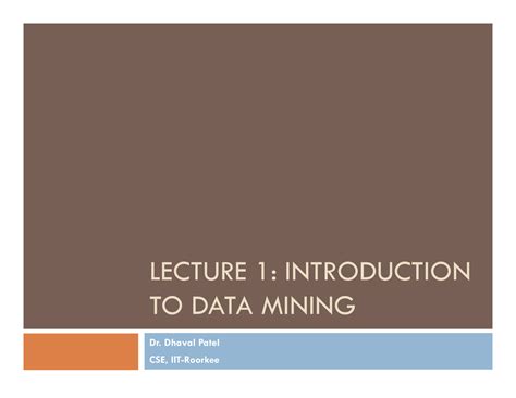 Lecture 1 Introduction To Data Mining Lecture 1 Introduction To Data