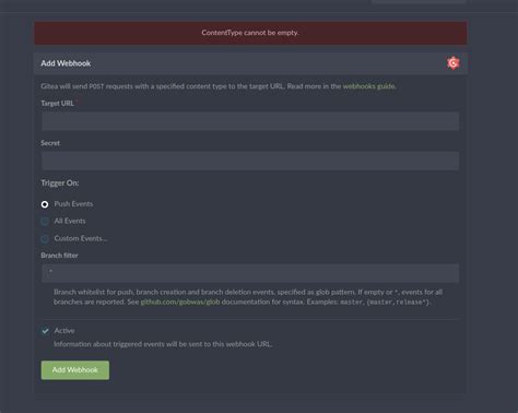 Gogs Webhook Form Missing Contenttype Field · Issue 9504 · Go Giteagitea · Github