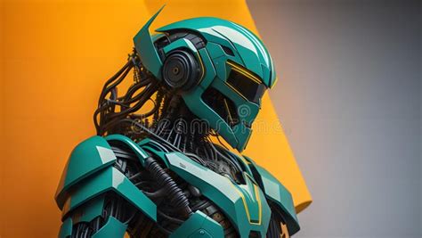 Robot On The Orange Background Generative Ai Stock Illustration Illustration Of Cyber