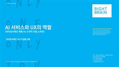Rightbrain Ai서비스와 Ux의 역할 챗봇ai스피커 사업소개서 Ppt