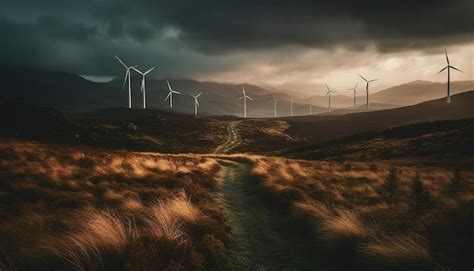 Premium Ai Image Wind Turbines Turning In A Row Powering Sustainable Energy Choice Generated