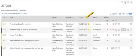 Introduction To The Default Table View For Tasks Intervals Help Documentation
