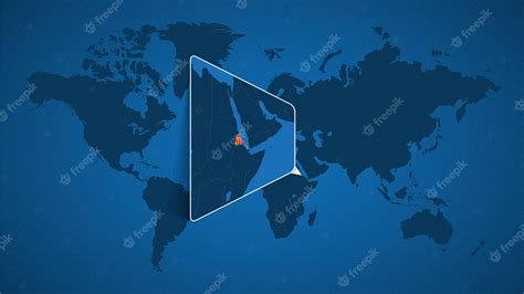 premium vector detailed world map with pinned enlarged map of eritrea