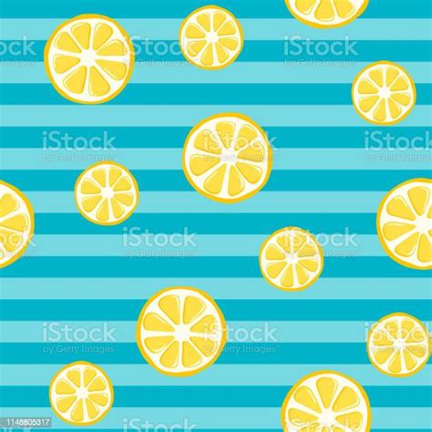 노란 레몬과 여름 완벽 한 패턴입니다 과일 스트라이프 반복 배경입니다 직물에 벡터 밝은 인쇄 0명에 대한 스톡 벡터 아트 및 기타 이미지 Istock