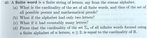 Solved 40 A Finite Word Is A Finite String Of Letters Say From The