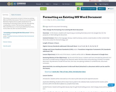 Formatting An Existing Ms Word Document Oer Commons