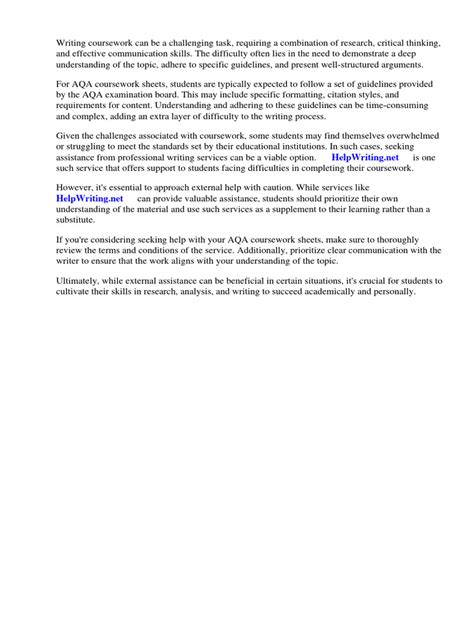 Aqa Coursework Sheets Pdf Facebook Linked In