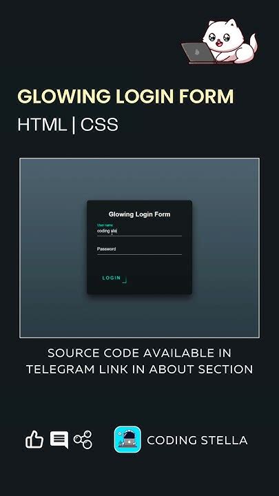 glowing login form html css 🚀🌟 shorts html css youtube
