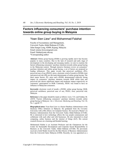 Pdf Factors Influencing Consumers Purchase Intention Towards Online