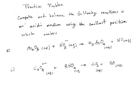 Solved Practice Problem Complete And Balance The Following Chegg Com