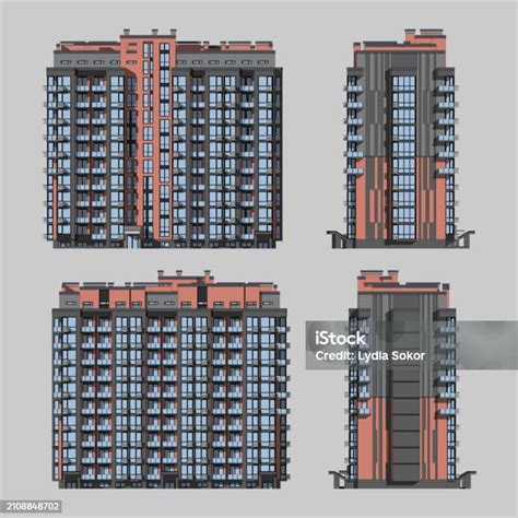 Vector Architectural Project Of A Multistory Building Facades Stock Illustration Download