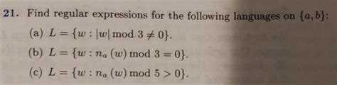 Solved Find Regular Expressions For The Following Chegg