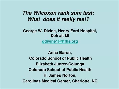 PPT Wilcoxon Rank Sum Test Misconceptions And Application PowerPoint Presentation ID 9640008
