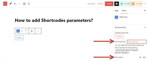 how to add shortcodes parameters