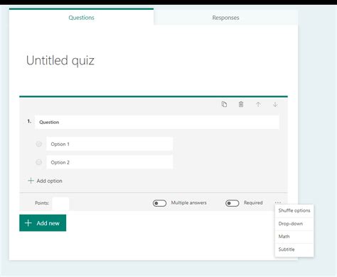 Choose New Quiz But It Always Seems To Create Form Never Have