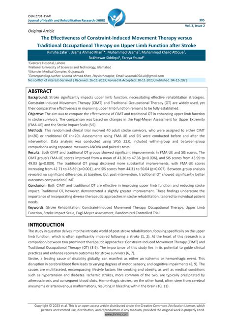Pdf The Effectiveness Of Constraint Induced Movement Therapy Versus