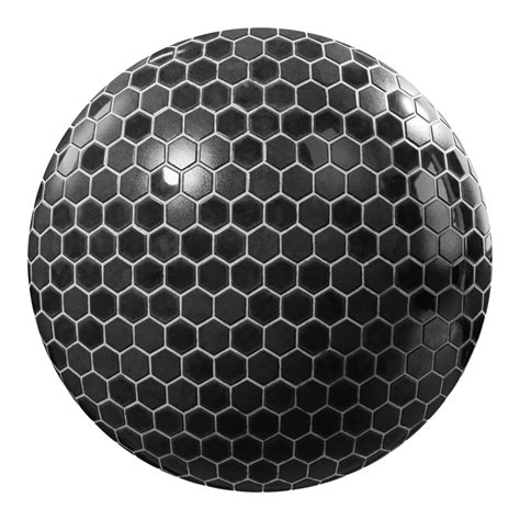 Hexagonal Ceramic Glossy Tile Texture Ebony Poliigon
