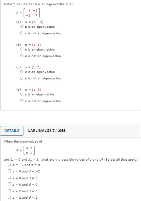 Solved Determine Whether X Is An Eigenvector Of A A Chegg Com
