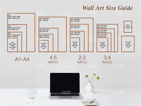 Wall Art Size Guide Frame Size Guide Digital Print Size Mockup Poster Size Desk And Laptop