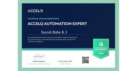 Suresh Jayakumar On Linkedin Certified Accelq Automation Expert This Digital Credential Was