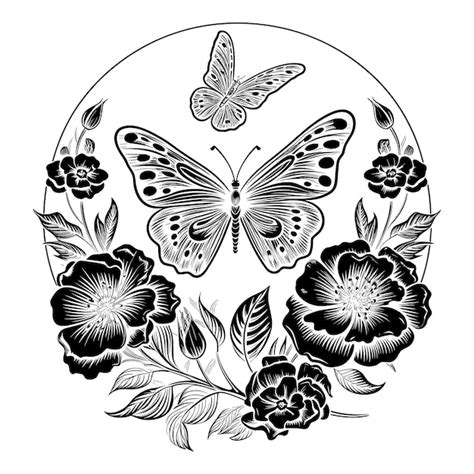 Premium Vector Butterfly And Flower Elegant Decorative Ornamental