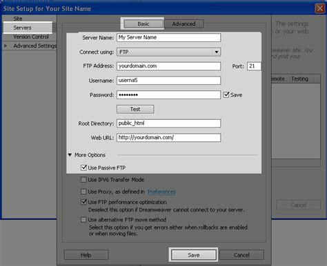 Dreamweaver Cs5 How To Configure Server Settings Inmotion Hosting