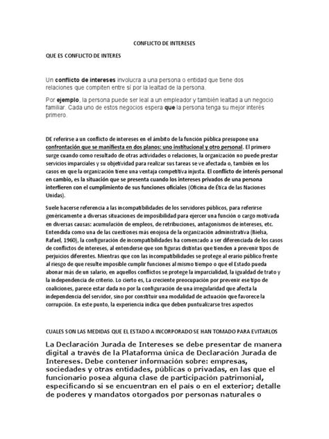 Conflicto De Intereses Pdf