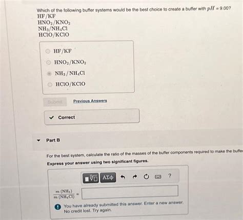 Solved Which Of The Following Buffer Systems Would Be The