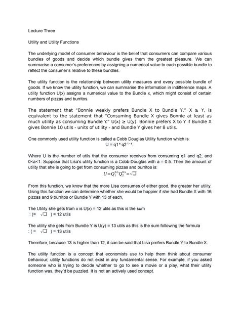 Microeconomics Utility Functions And Budget Constraints Lecture