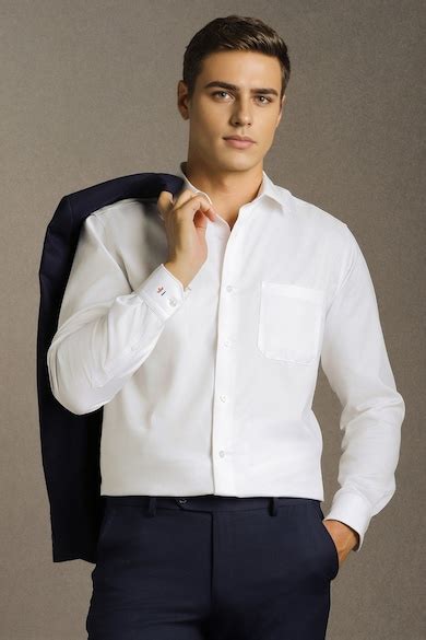 Buy Men White Classic Fit Solid Full Sleeves Formal Shirt Online