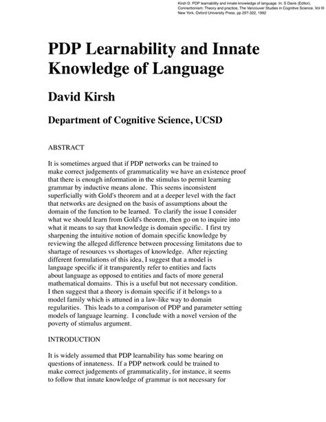 pdf pdp learnability and innate knowledge of language