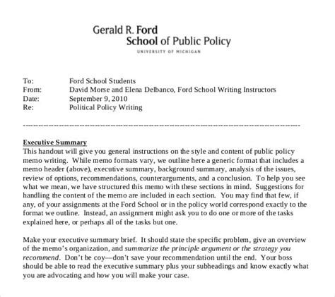 Policy Memo Template Word PDF Google Docs Documents Download
