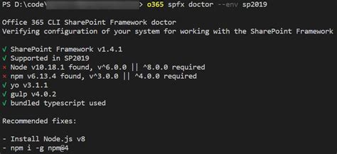 Bug Report Spfx Doctor Possible Issue With 2019 · Issue 1409 · Pnpcli Microsoft365 · Github