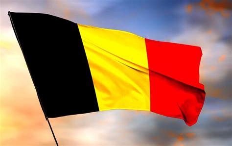 Premium Photo Begium 3d Waving Flag And Cloud Background Image